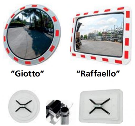 Specchi Stradali Bianchi con inserti rifrangenti :: Segnaletica