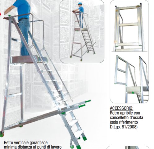 SCALA A CASTELLO CASTIGLIA Linea Verde alluminio :: Ponteggi e Scale